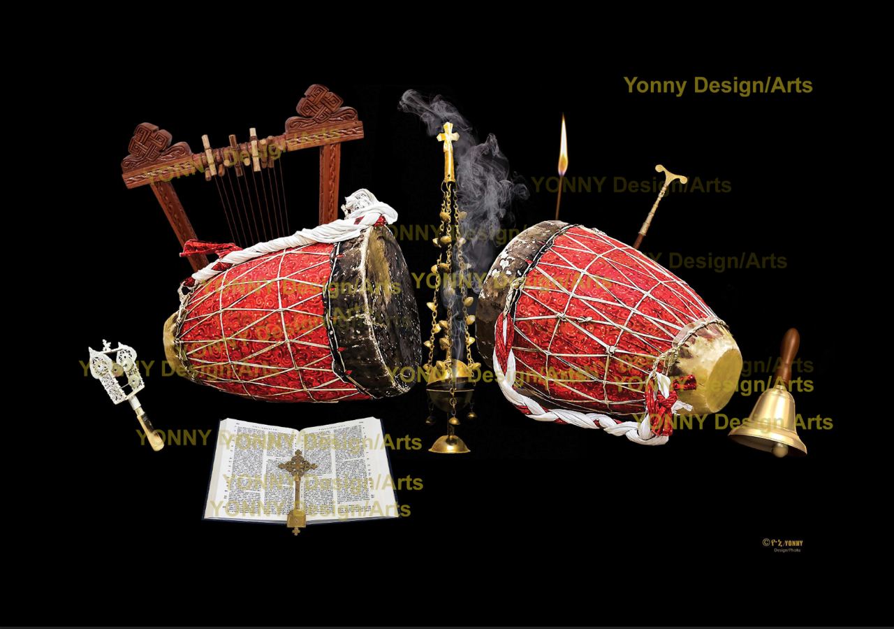 Kebero & Meskel - Ethiopian & Eritrean Work of art - Canvas & Aluminiu ...